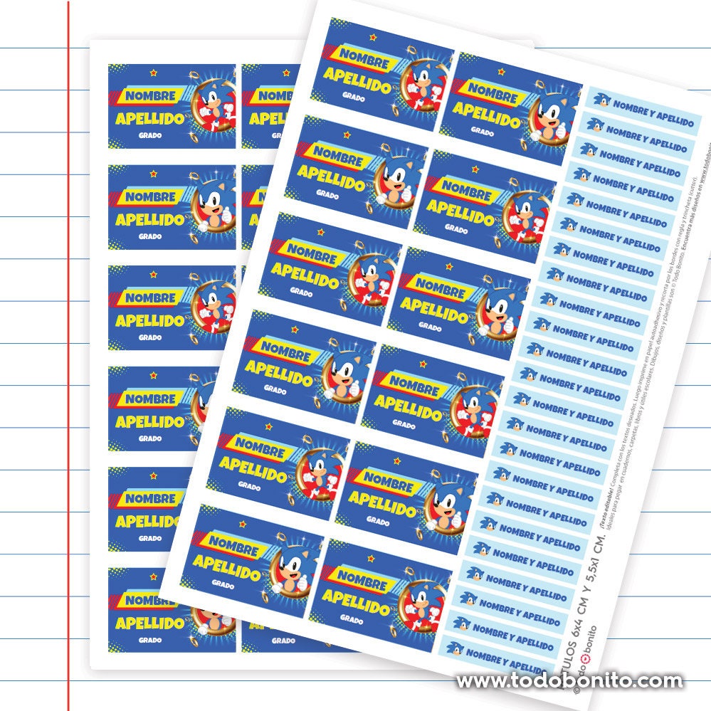 Sonic: Printable School Labels Kit - Etsy