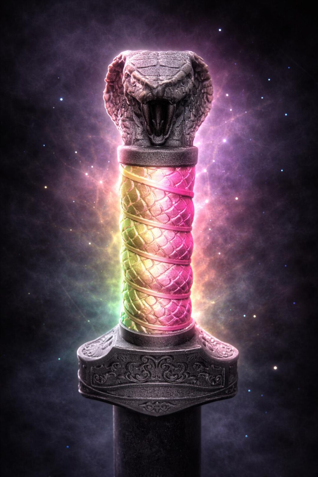 Serpent’s Coil Spiral Blade – Fantasy Sword Decor | 3D Printed Serpent ...