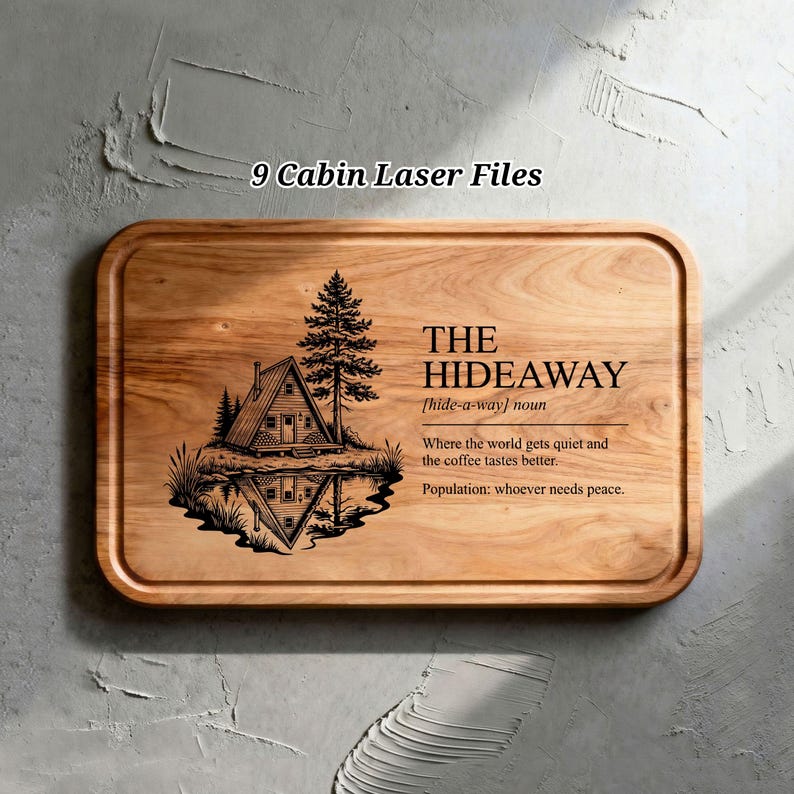 9 Cabin Lake SVG Engraving Files, Lakehouse Charcuterie Board Laser ...