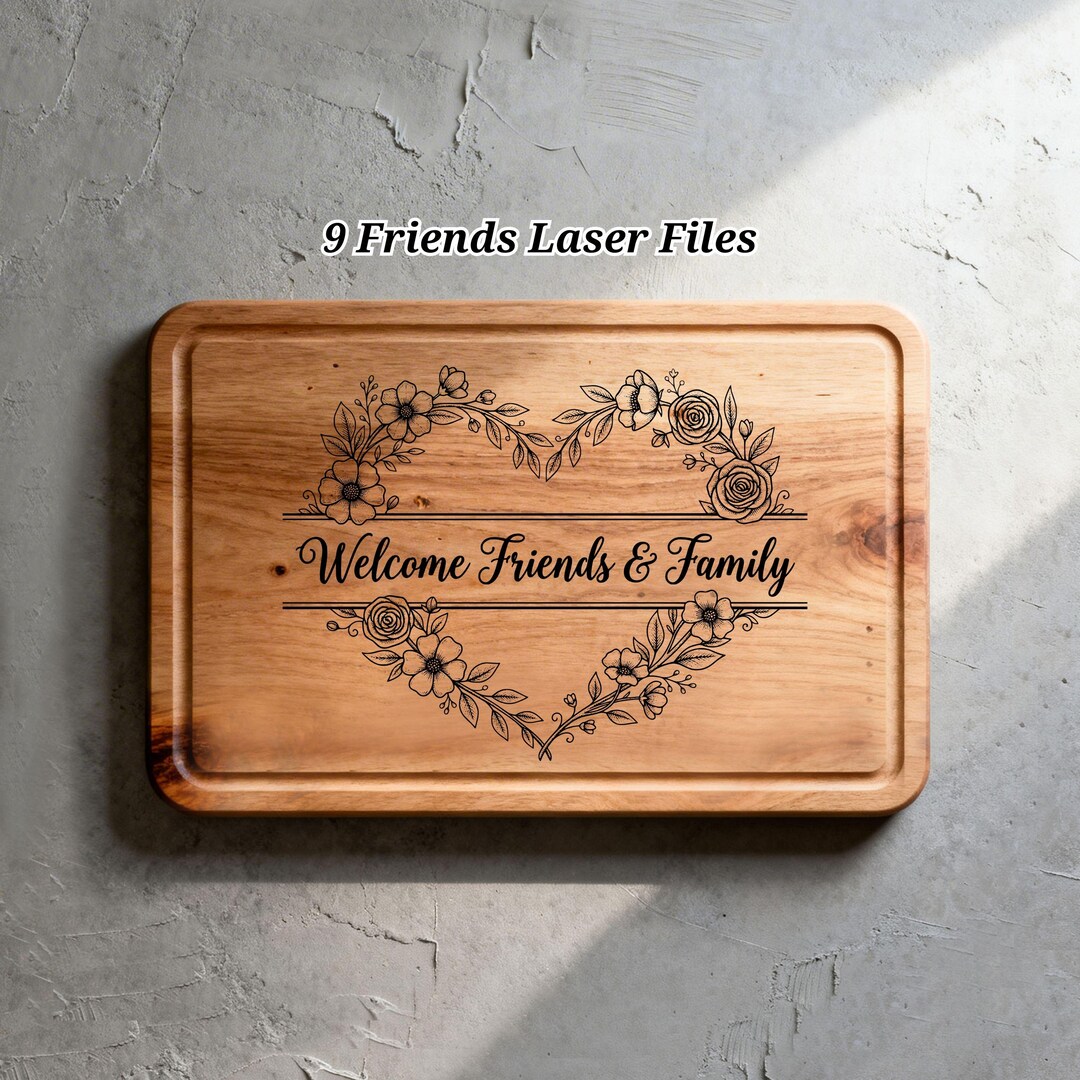 9 Friends Gather SVG Laser Files, Charcuterie Board Engraving, CNC ...