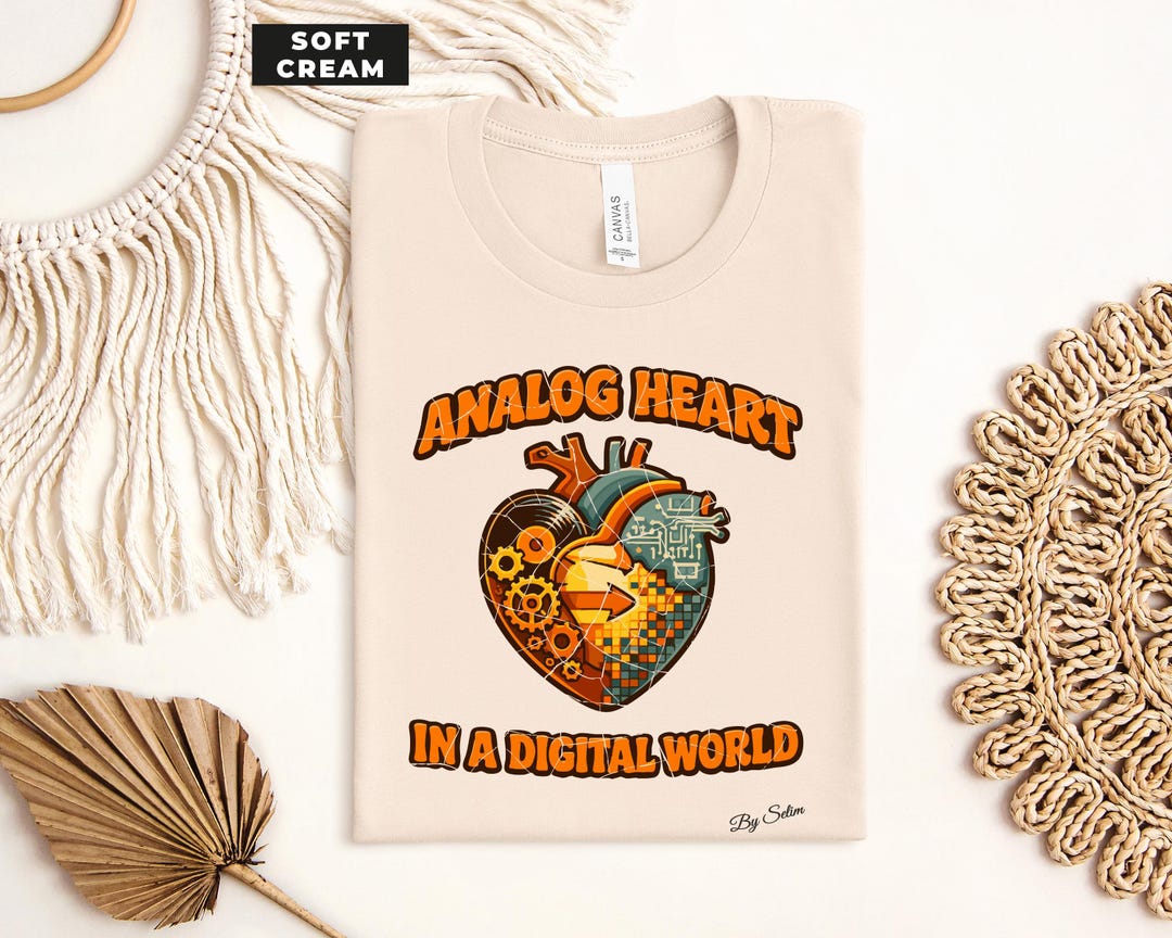 Retro Analog Heart Graphic Tee, Vintage Style Unisex T-shirt - Etsy