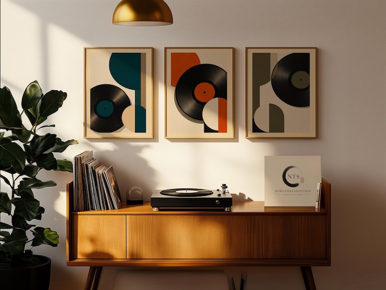 Mid Century Modern Music Prints Set of 3, Bauhaus Vinyl Record Wall Art ...