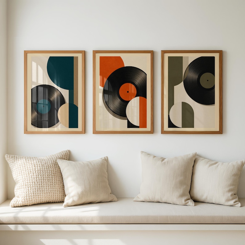Mid Century Modern Music Prints Set of 3, Bauhaus Vinyl Record Wall Art ...