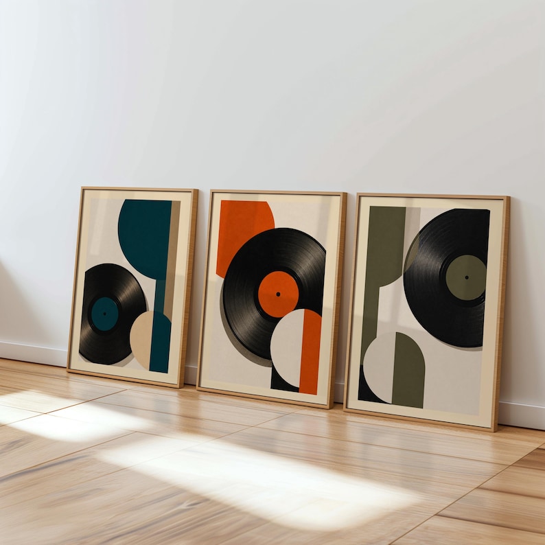Mid Century Modern Music Prints Set of 3, Bauhaus Vinyl Record Wall Art ...