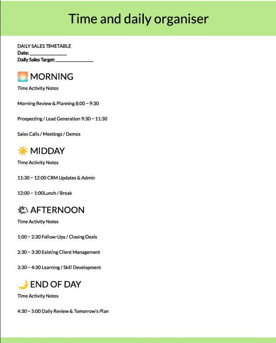Organiser and Timetable for Busy Sales People - Etsy