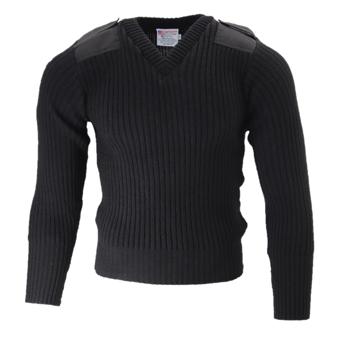 100% Wool Vintage Commando Sweater With Epaulets and Shoulder Patches ...