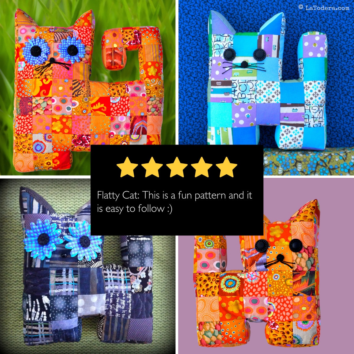 Quilted Cat Pillow PDF Sewing Pattern, Instant Download, Mama and Baby ...