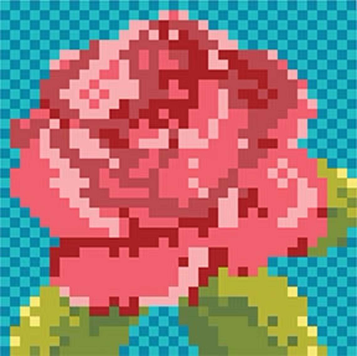 Pixel Rose Quilt PDF Pattern - Etsy