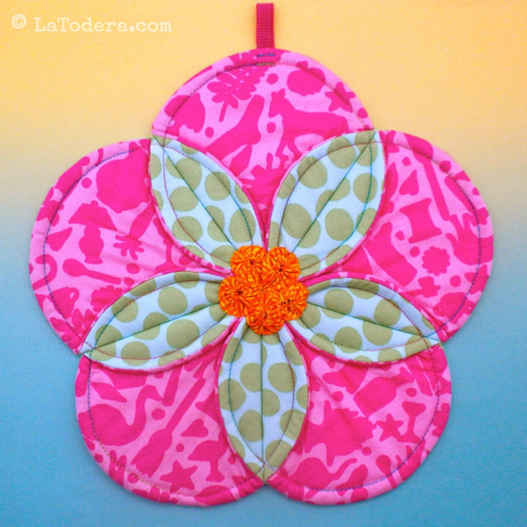 Plumeria Flower Potholder PDF Sewing Pattern, Instant Download, Folded ...