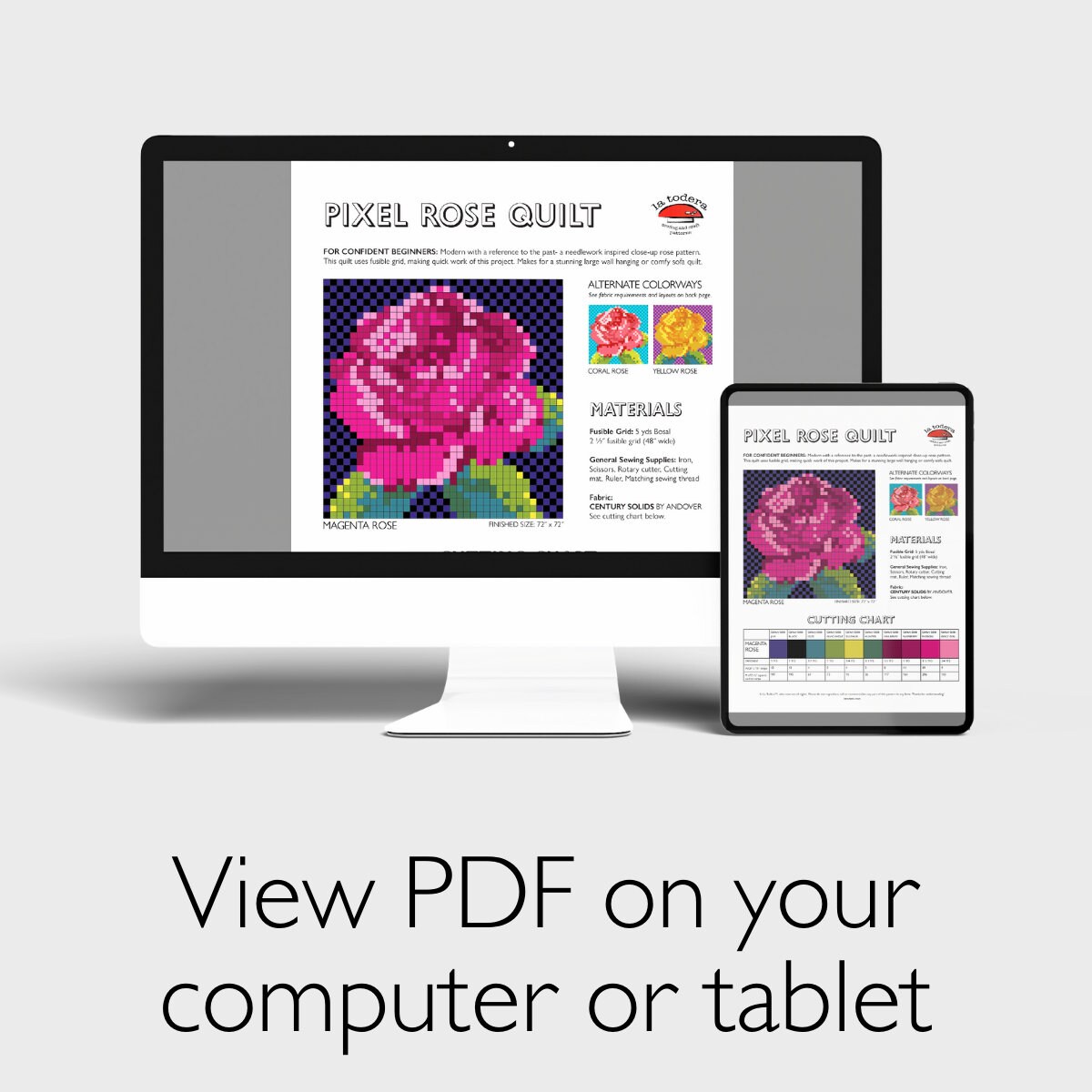 Pixel Rose Quilt PDF Pattern - Etsy