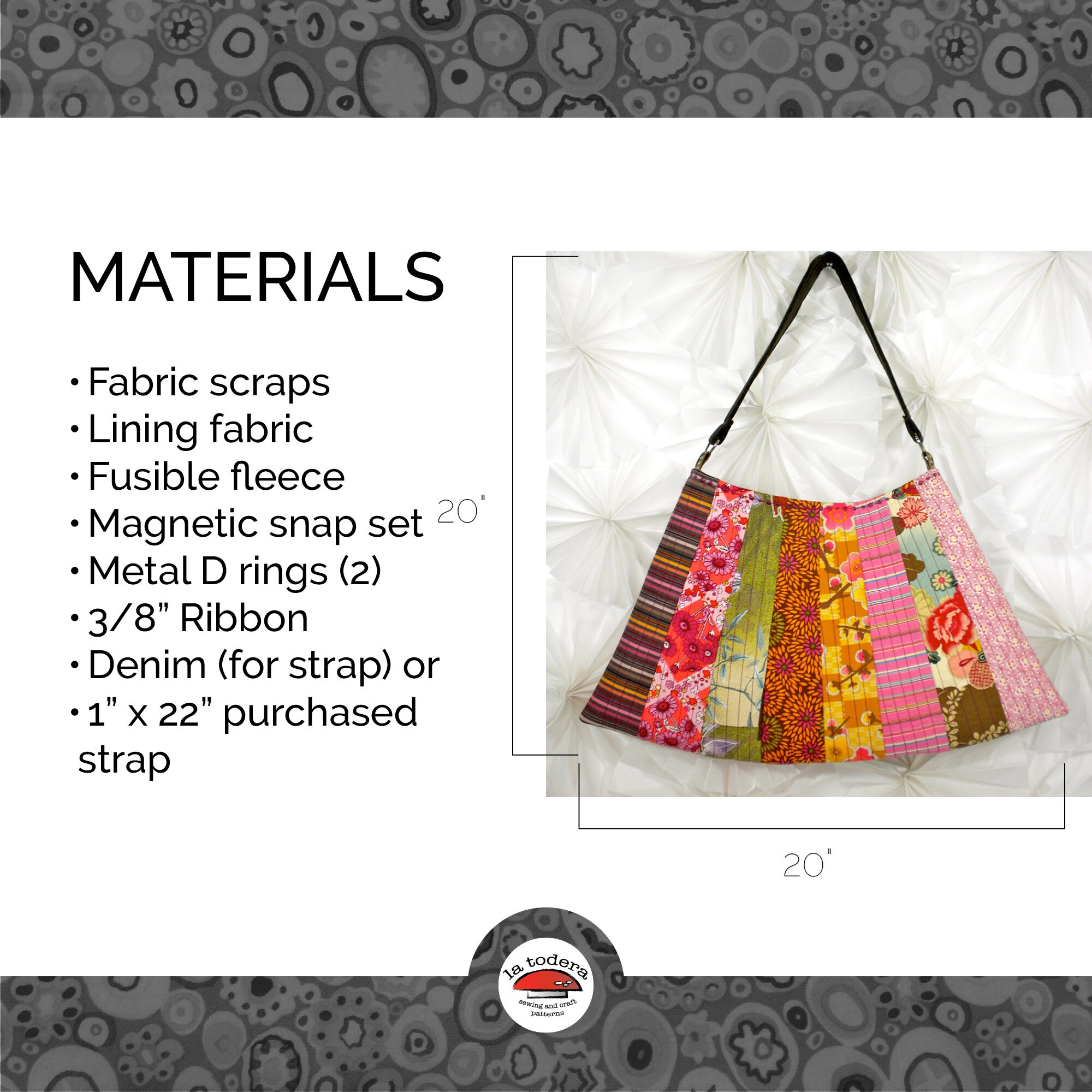 Fan Bag Sewing Pattern PDF , Patchwork Quilted Bag Pattern, Recycled ...