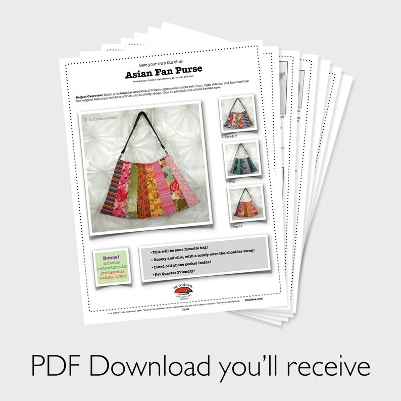 Fan Bag Sewing Pattern PDF , Patchwork Quilted Bag Pattern, Recycled ...