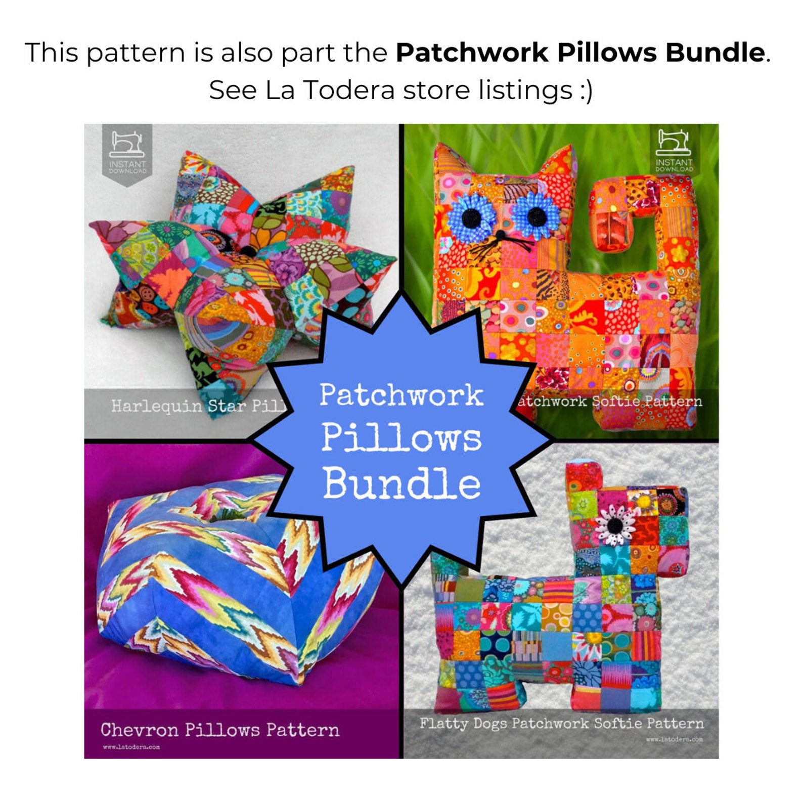Patchwork Dog Pillow PDF Sewing Pattern, Instant Download, Scotty Dog ...