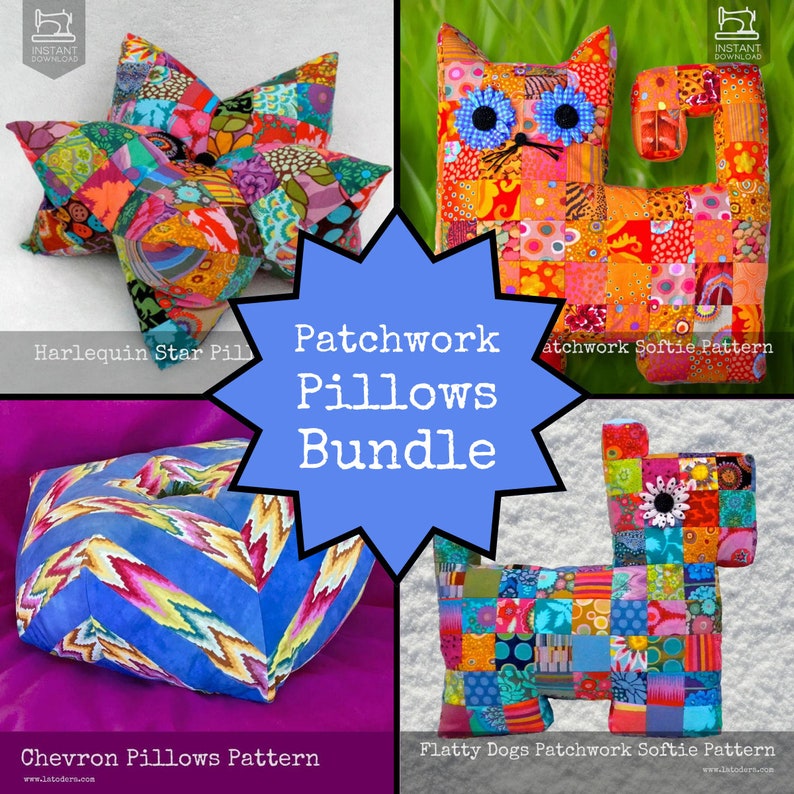 Patchwork Pillows PDF Sewing Pattern Bundle - Etsy