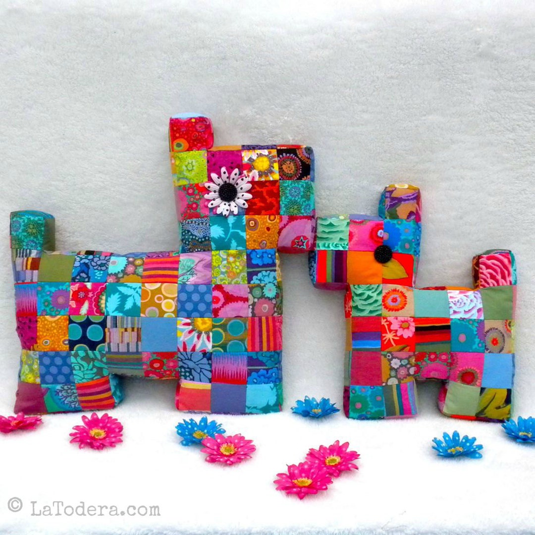 Patchwork Dog Pillow PDF Sewing Pattern, Instant Download, Scotty Dog ...