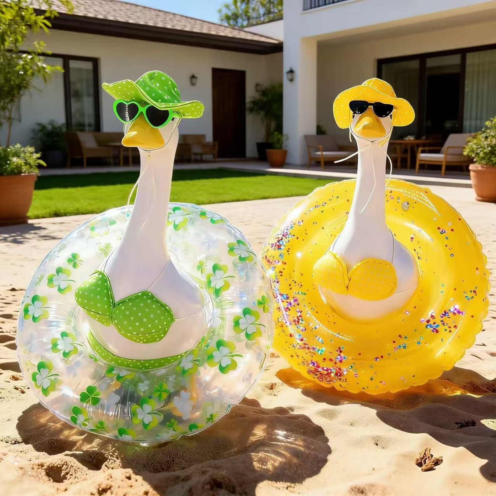 Porch Goose Summer Outfit: Waterproof Raincoat, Bikini Set, Yard Decor ...