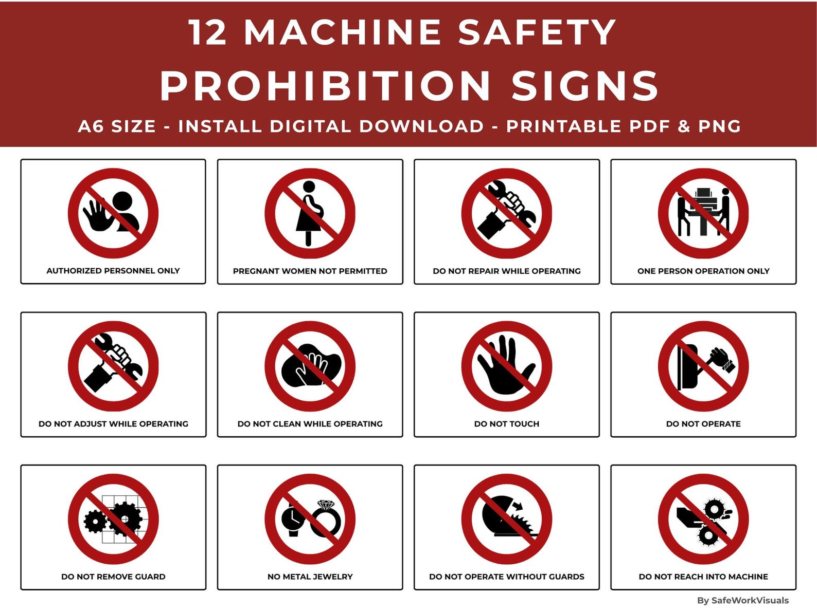 Machine Safety Prohibition Signs | Industrial Machinery | OSHA Style ...