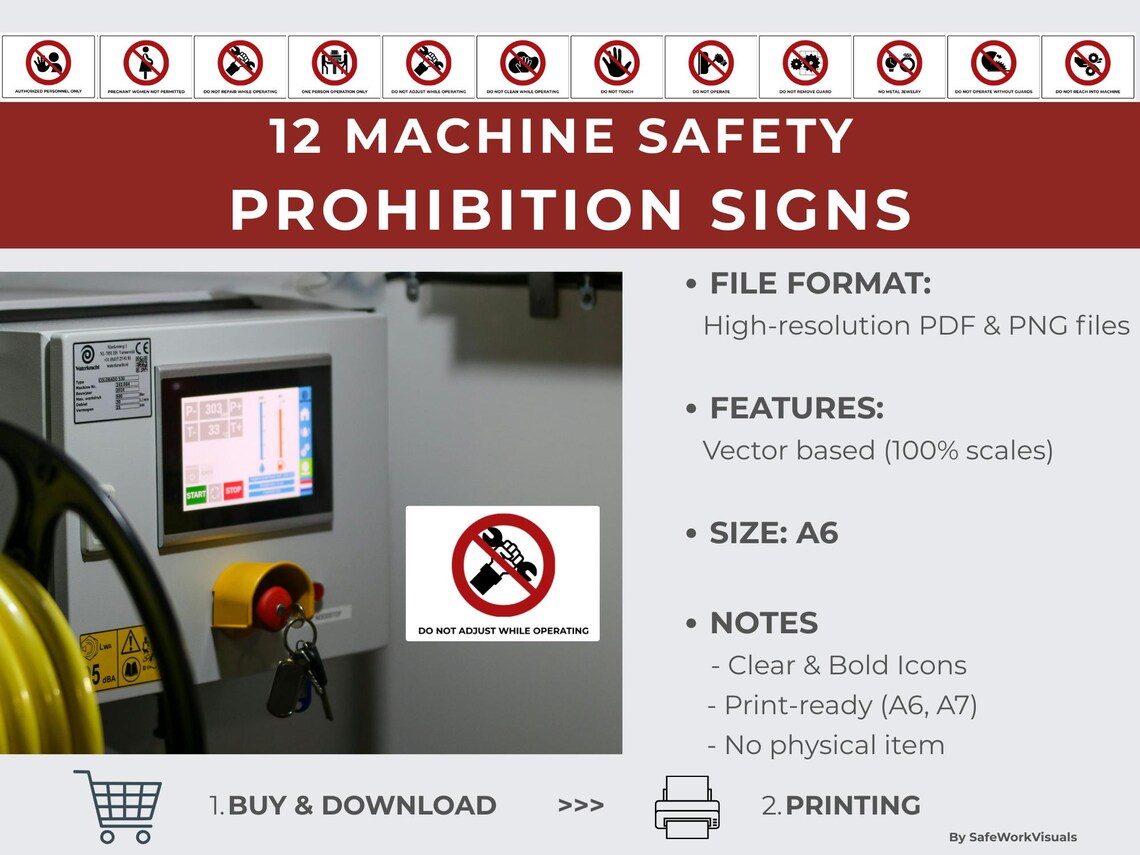 Machine Safety Prohibition Signs | Industrial Machinery | OSHA Style ...