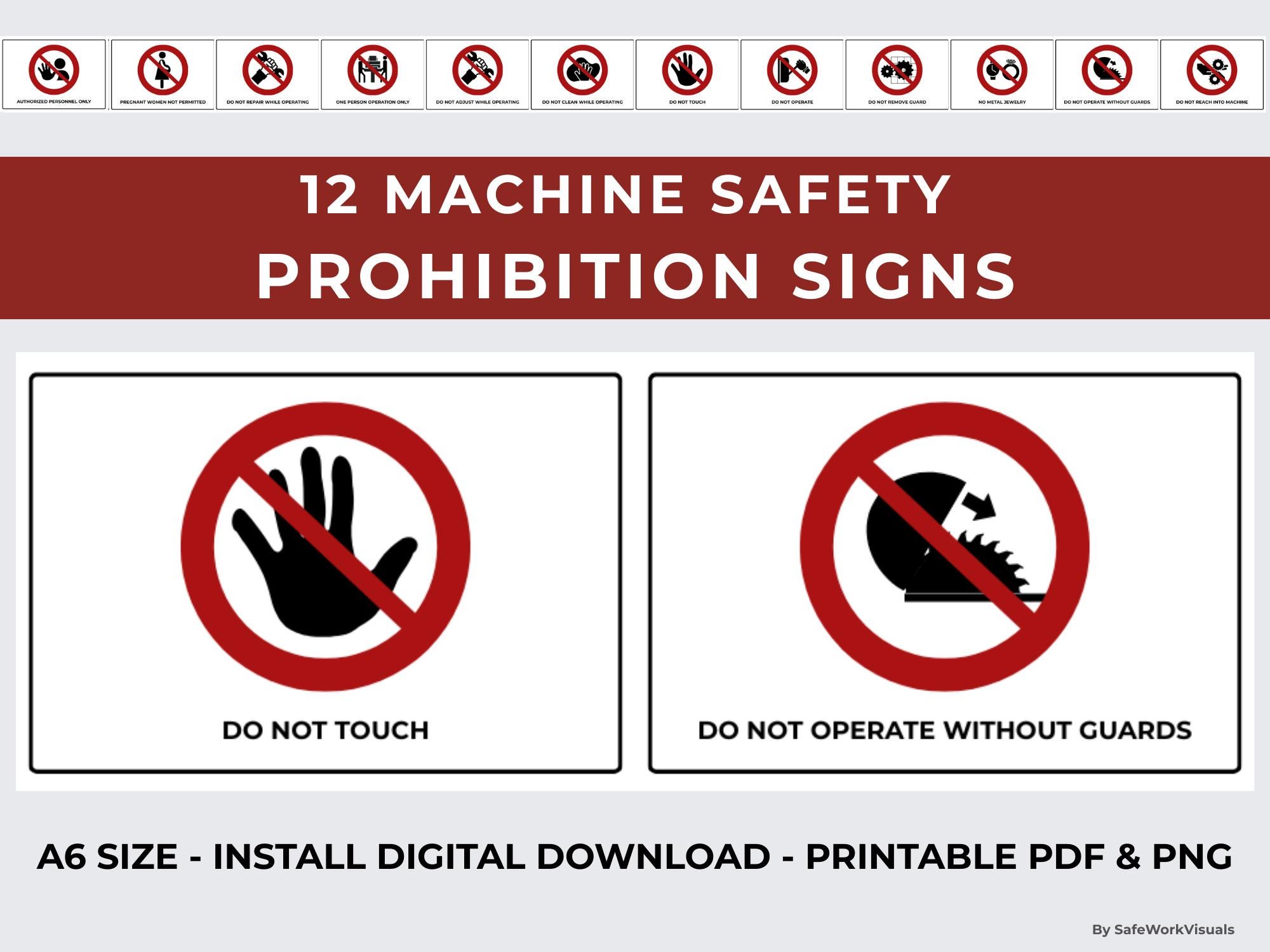 Machine Safety Prohibition Signs | Industrial Machinery | OSHA Style ...