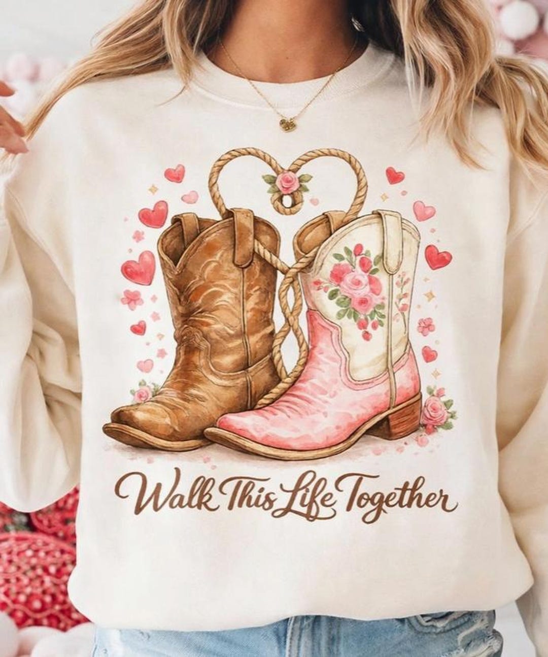 Western Valentine PNG, Cowboy Boots Walk This Life Together Romantic ...