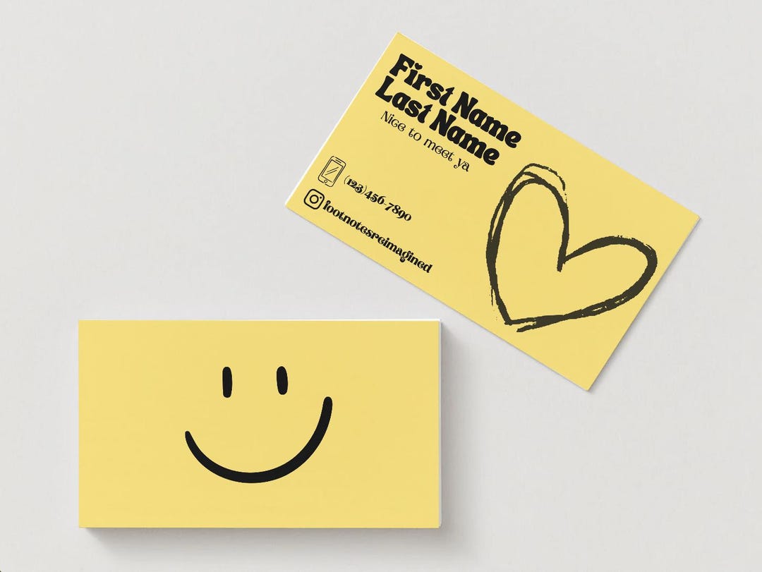 Yellow Smiley Face Business Cards | Personalized Networking Cards - Etsy