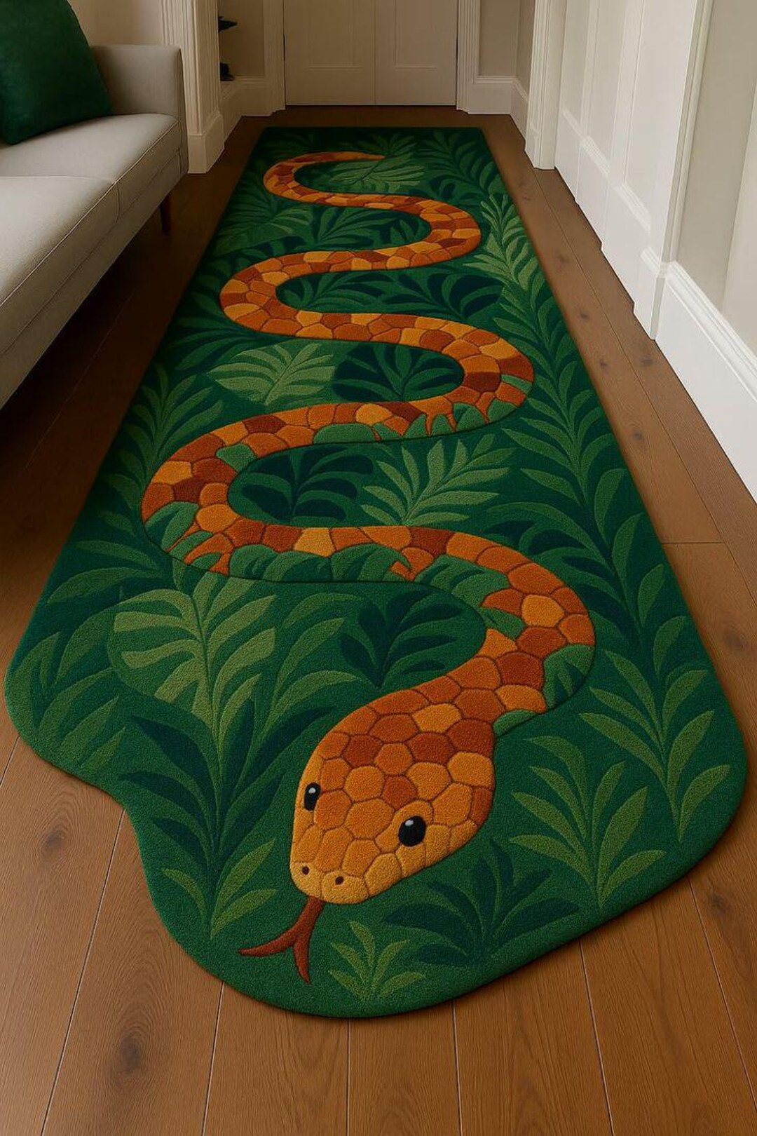 Hand Tufted Snake Runner Bold Serpent Shaped Carpet - Etsy