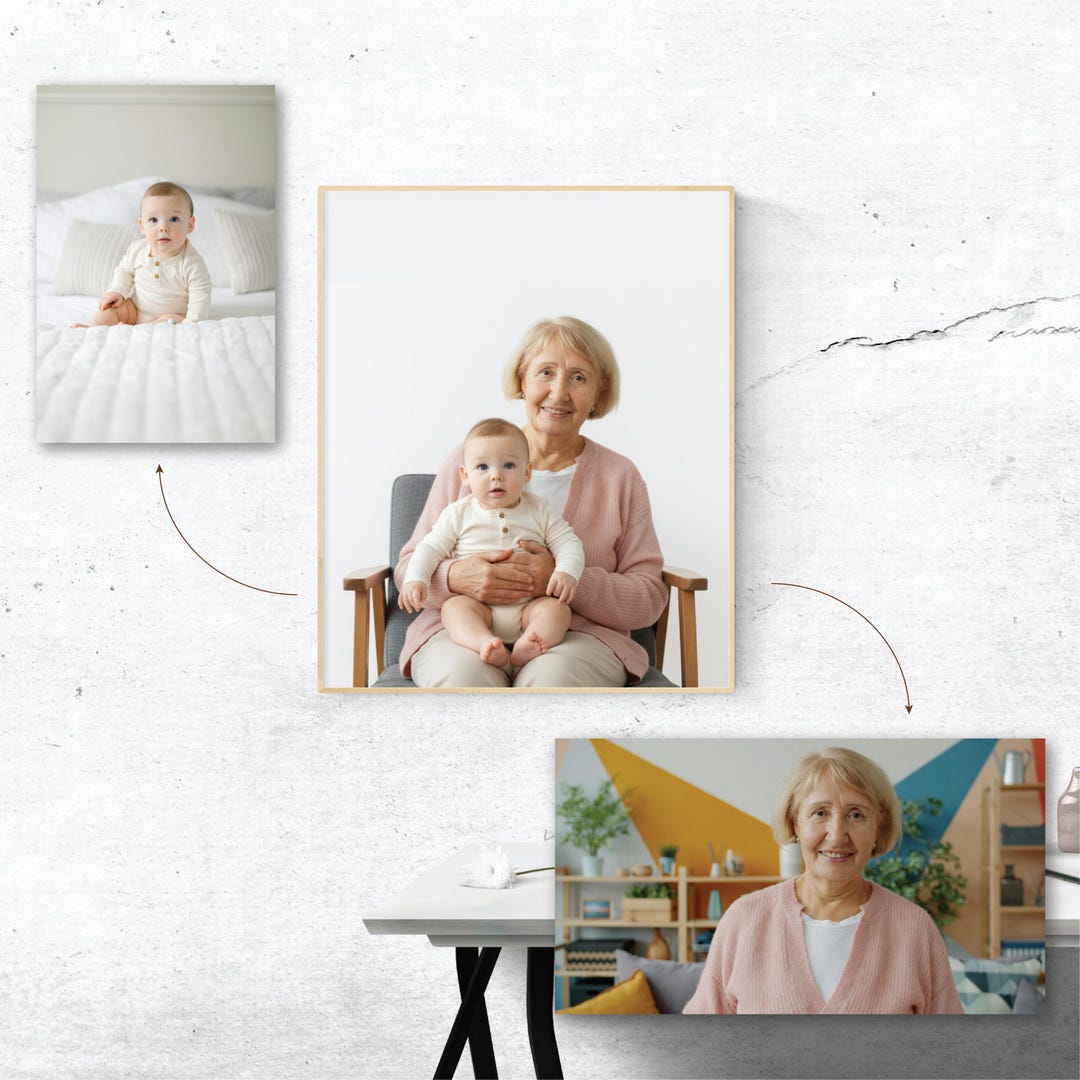 Custom Family Photo Merge Portrait | Combine Photos Into One Picture ...