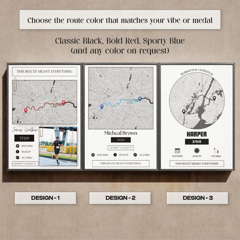Custom Marathon Route Map Print | Personalized Running Poster With Name ...