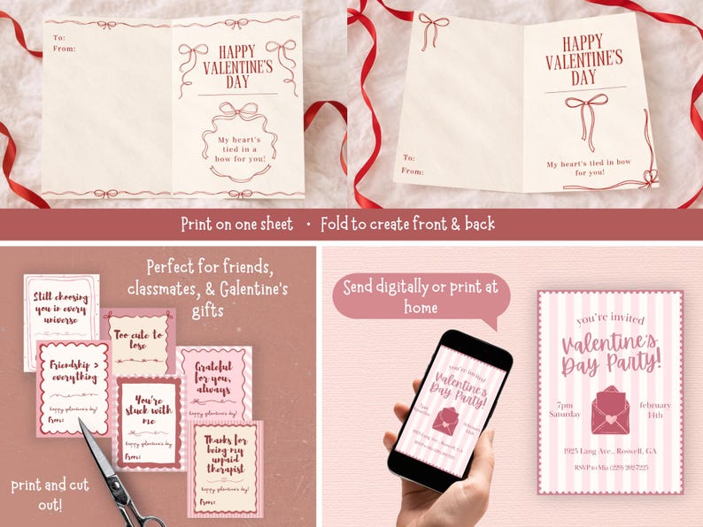 Valentine’s & Galentine’s Day Canva Template Bundle | Cards, Collages ...