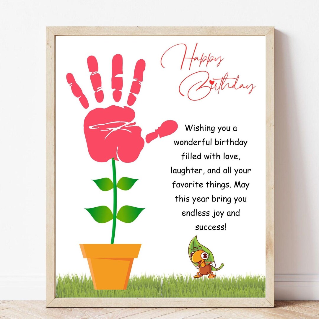 Printable Happy Birthday Handprint Art, Custom Birthday Gift, Handprint Keepsake From Child to ...