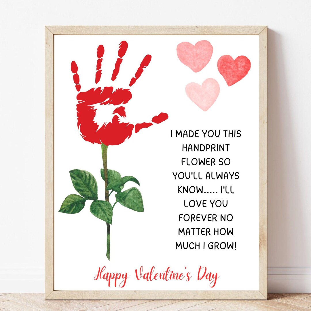 Valentine's Day Handprint Art Template, DIY Kids Craft (digital ...