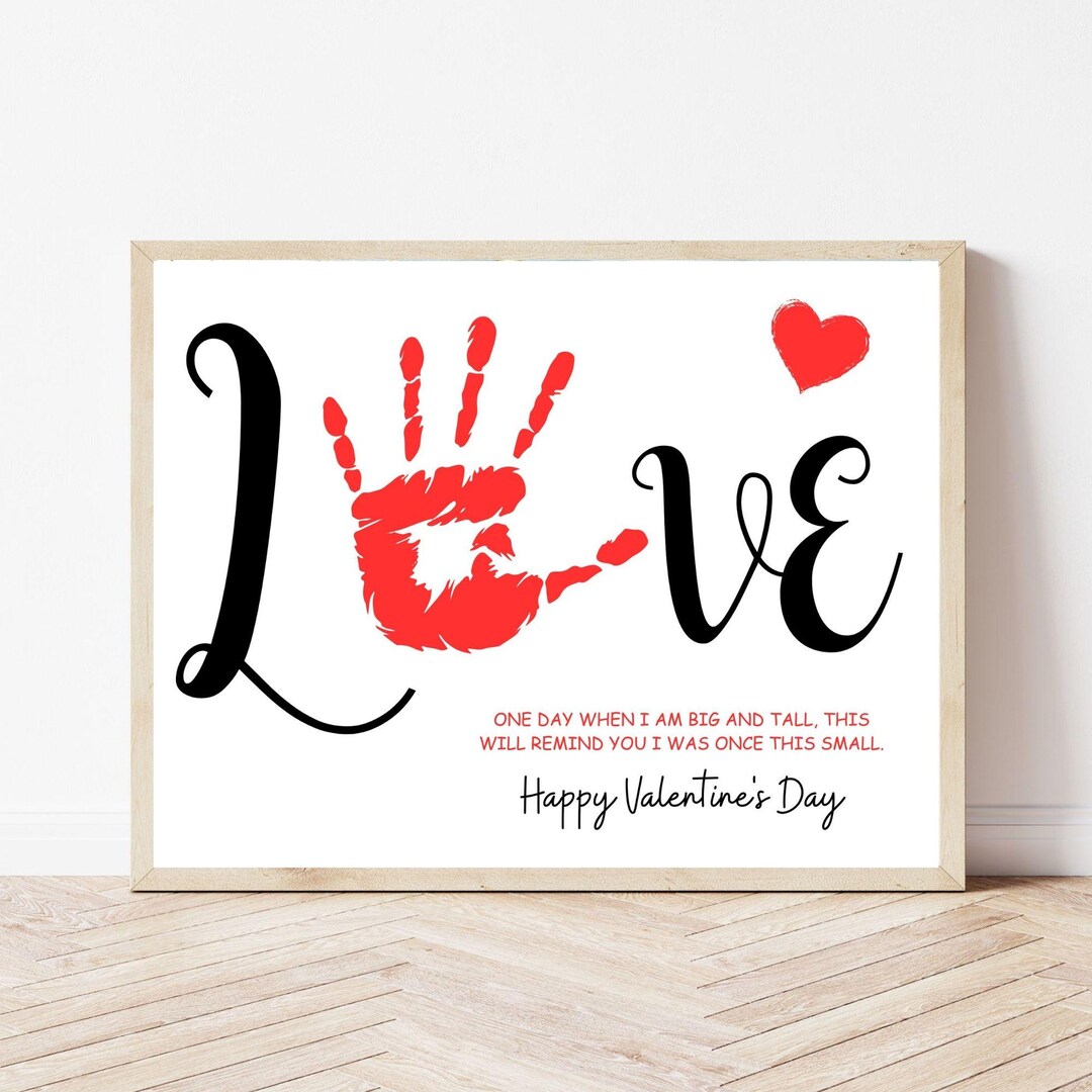 PRINTABLE Valentines Day Handprint Art Craft for Kids, Keepsake Art ...
