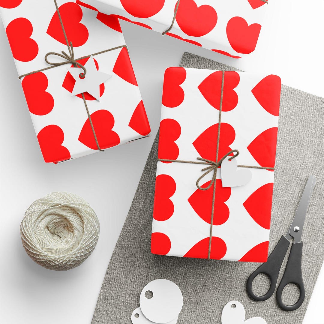 Valentines Day Hearts Wrapping Paper, Hearts Wrapping Paper, Valentines ...