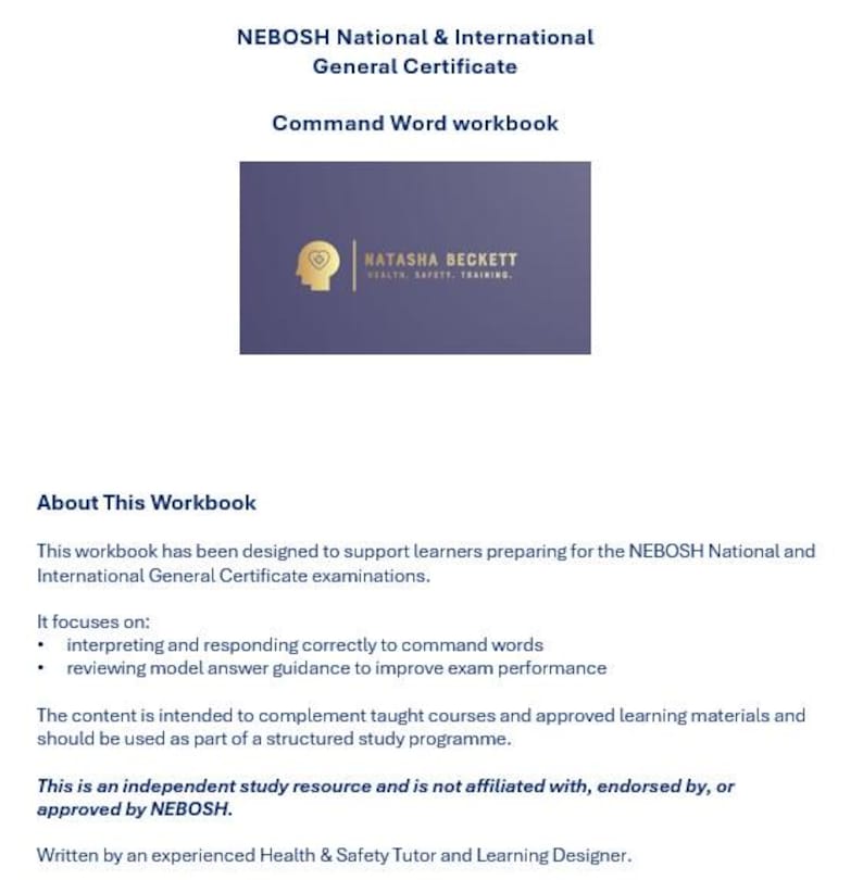 NEBOSH Certificate Exam Technique Bundle | NG1 / IG1/ NG2 / IG2 ...