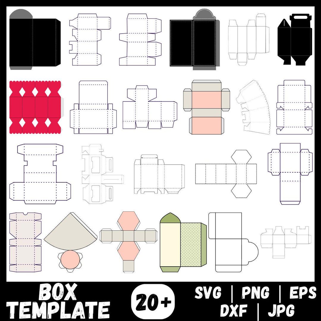 Box Template SVG Bundle:diy Paper Craft Gift Boxes, Favor Gift, Cutting ...