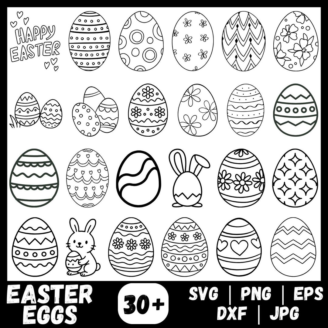 Easter Egg Clipart Bundle | SVG, PNG, Vector Files - Etsy