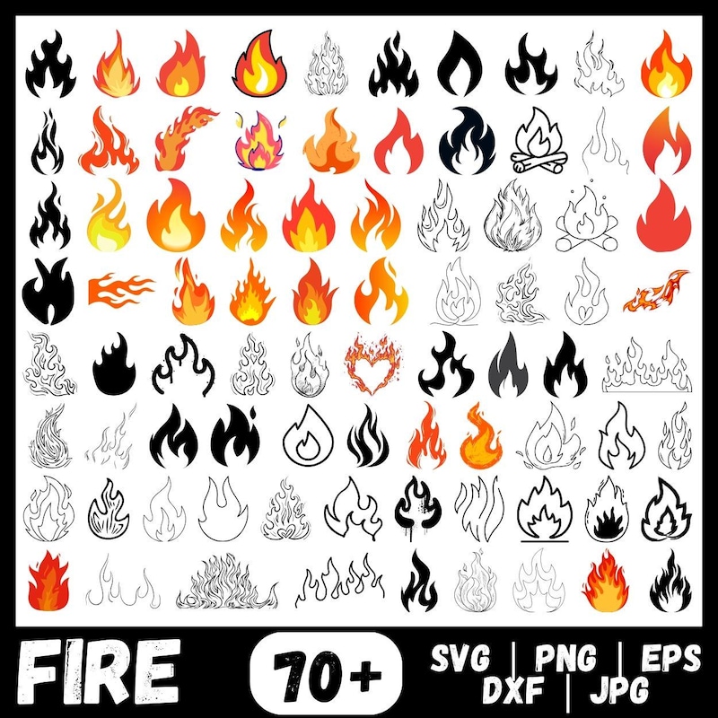 Flame Svg - Etsy