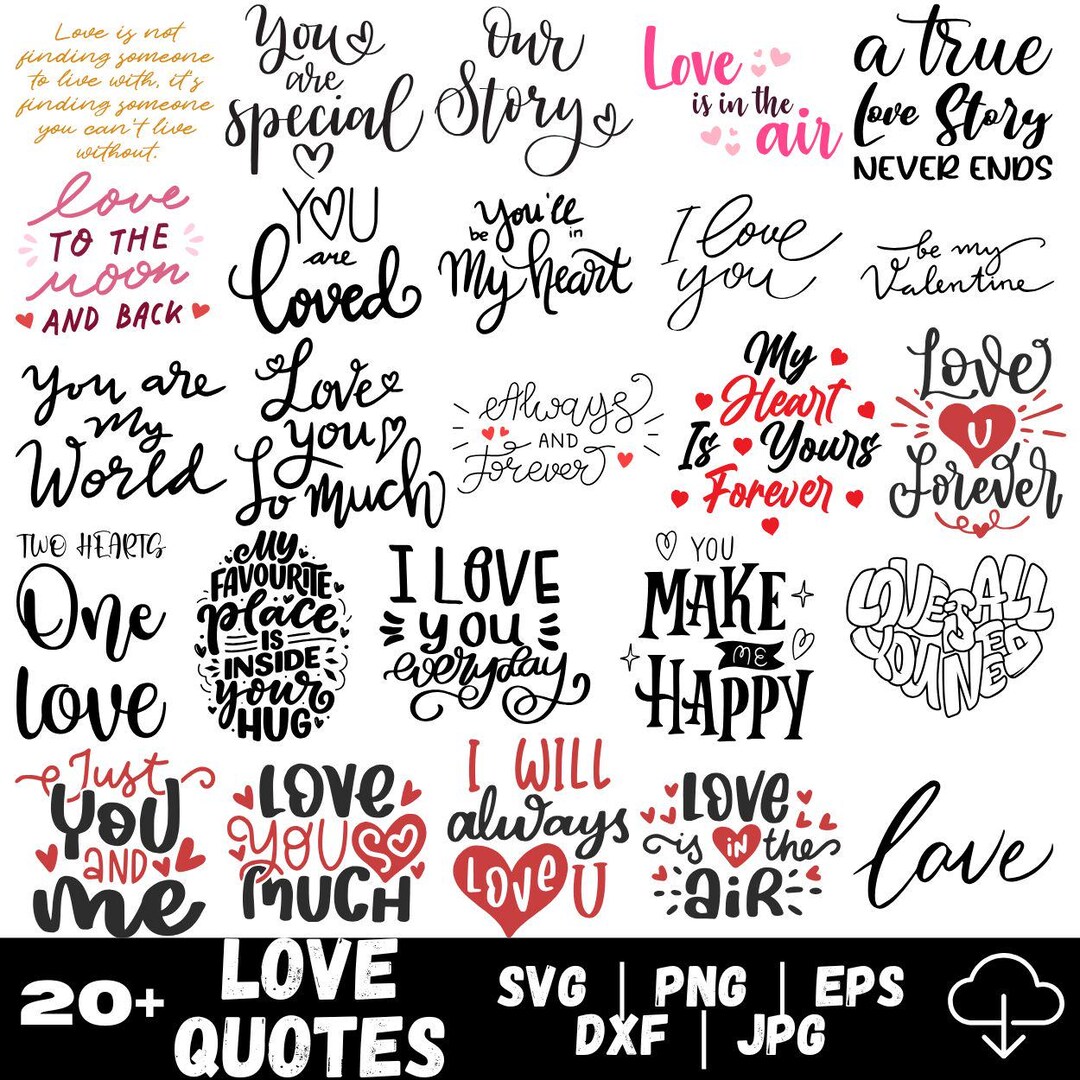Romantic Phrases SVG | Love Quotes SVG Bundle | Couple Sayings DXF ...