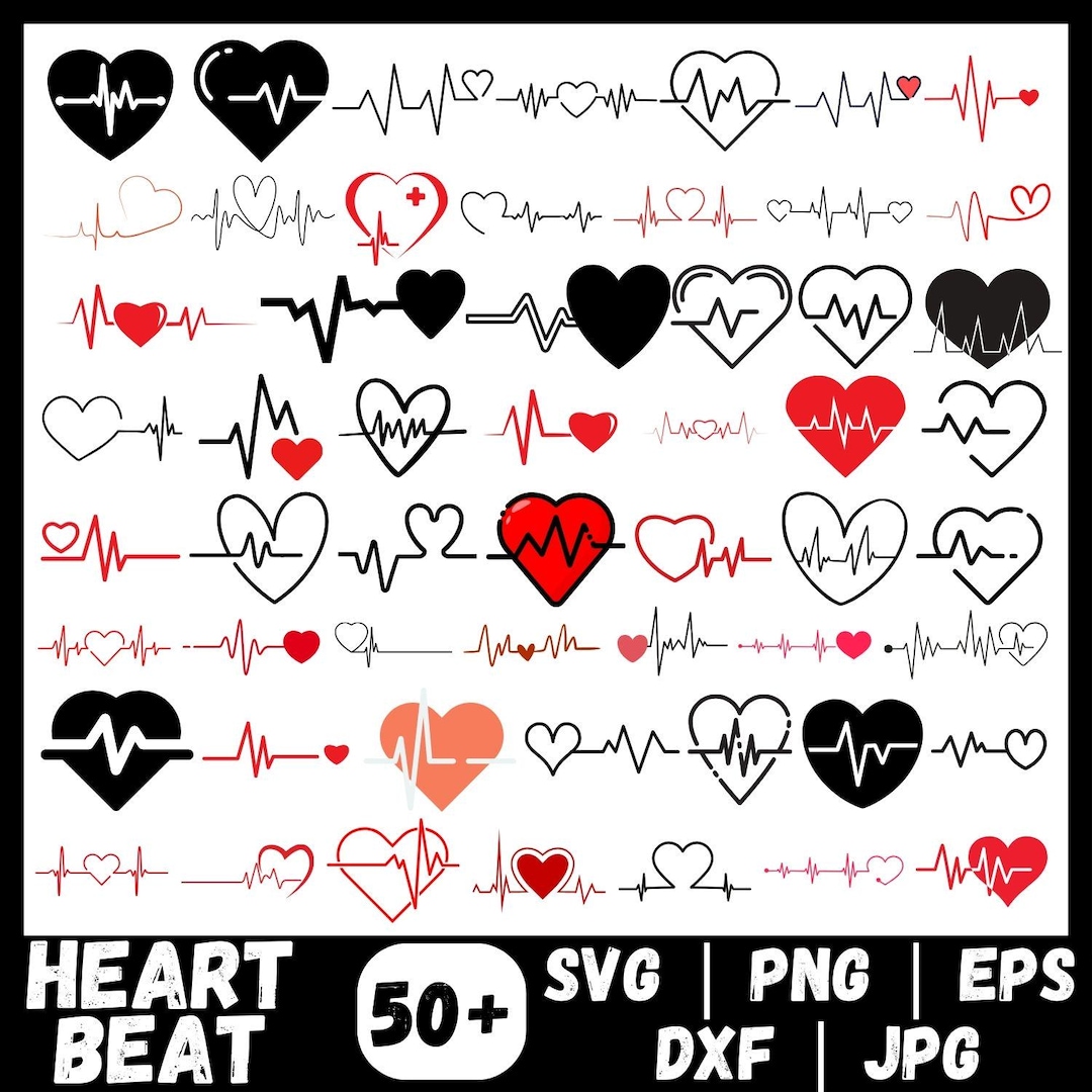 Heartbeat SVG Bundle, Medical Clip Art, Stethoscope, EKG (cut Files for ...
