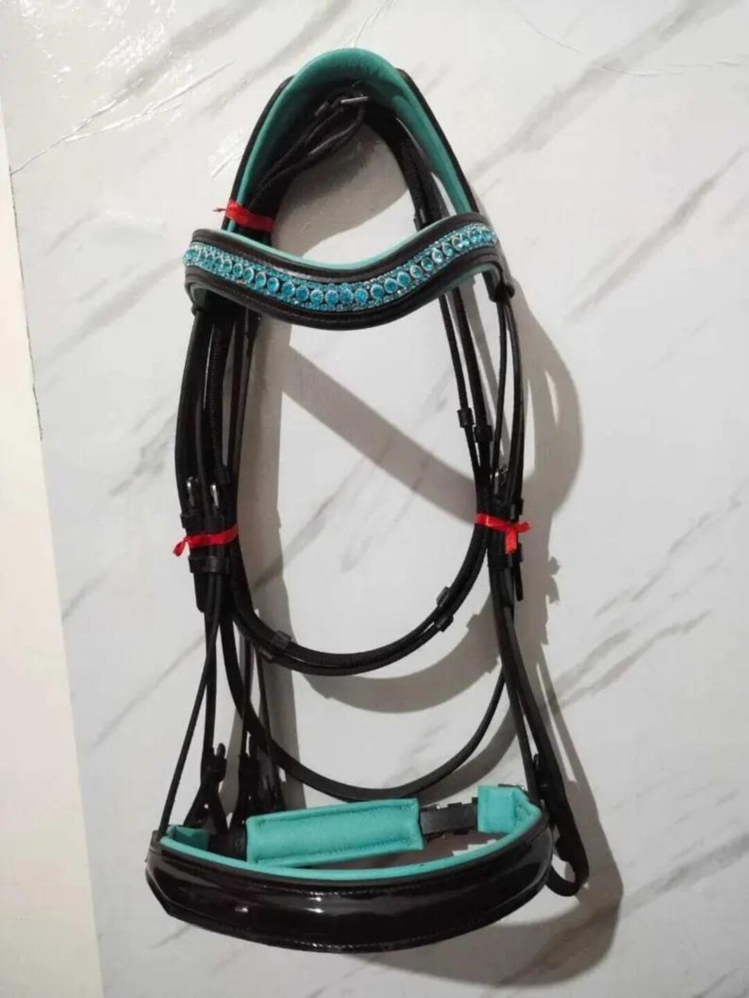 Dressage Crank Bridle Tan Stone Crystal Browband With Softy Padding for ...