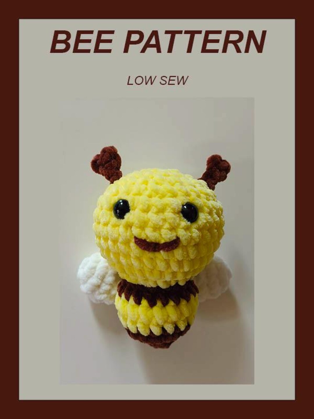 Bee Amigurumi Low Sew Crochet Pattern, With Plush Yarn, Instant ...