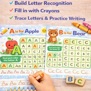 A–Z Letter Recognition Worksheets | Alphabet Find & Trace Activities - Etsy