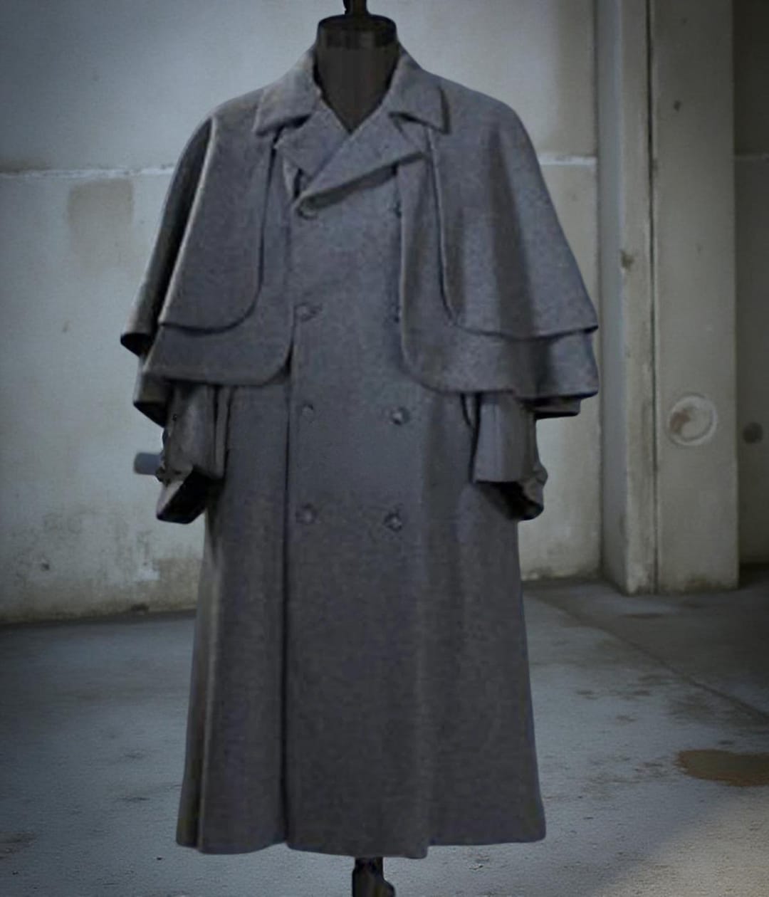 Men's Grey Wool Caped Greatcoat: Double Layers Caped Overcoat - Etsy