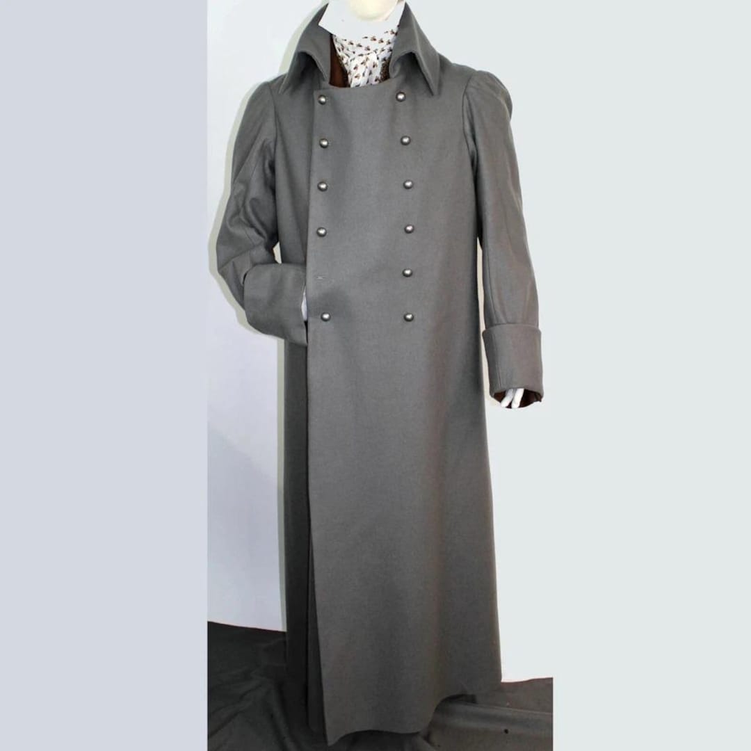 Men's Grey Wool Greatcoat: Napoleonic Style Wool Long Coat - Etsy
