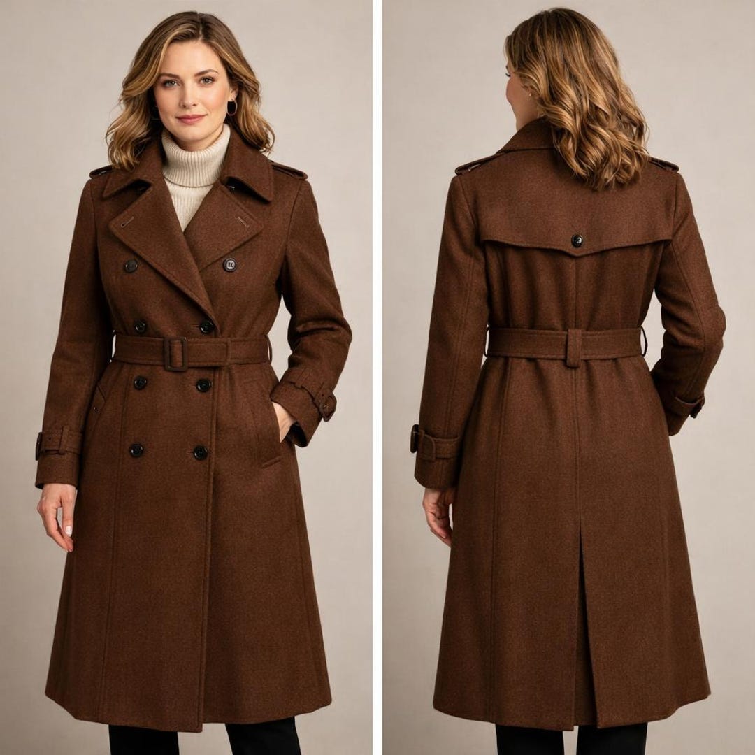 Women's Brown Wool Trench Coat: Vintage Victorian Steampunk Gothic ...