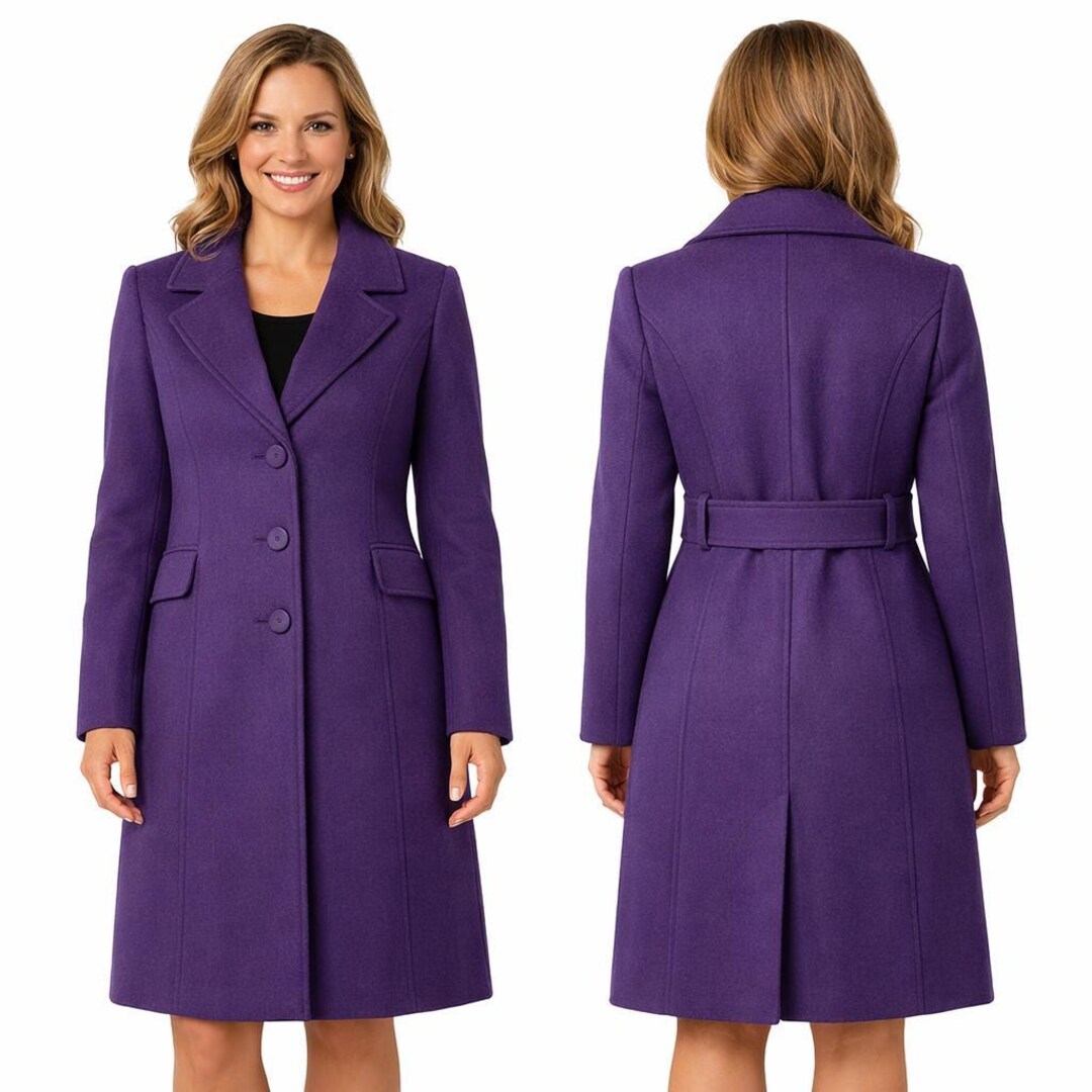 Women's Victorian Purple Wool Overcoat: Vintage Steampunk Gothic Long ...
