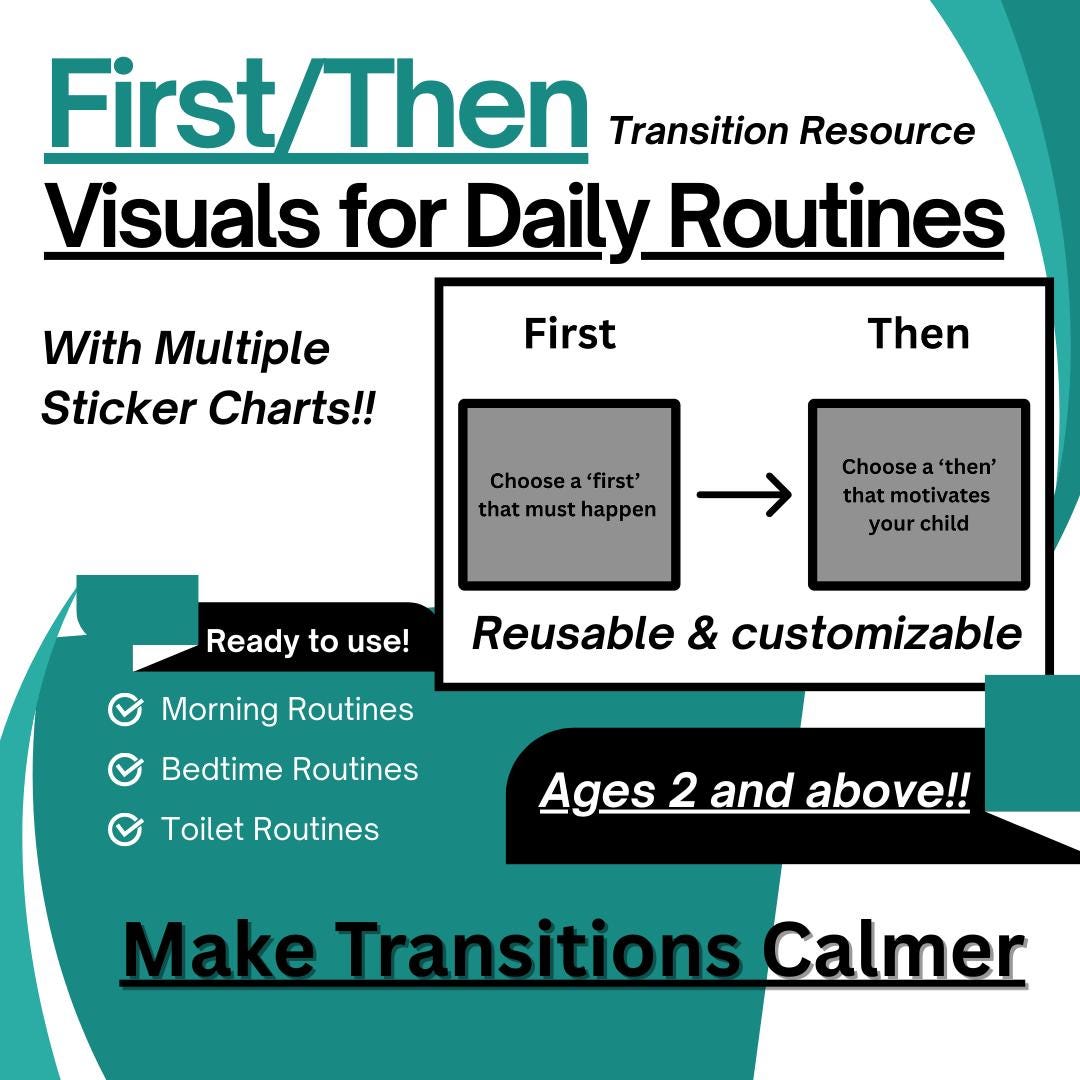 First Then Visual Schedule for Toddlers | Printable Transition Charts ...