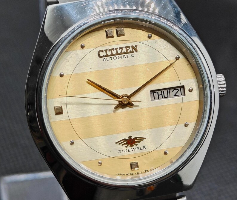 Vintage Citizen Automatic Watch | Gold Silver Dial, Day Date - Etsy