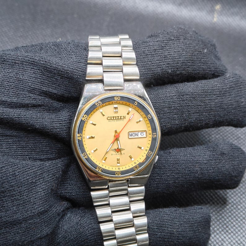 Vintage Citizen Automatic Watch | Gold Dial Day-date, 21 Jewels - Etsy