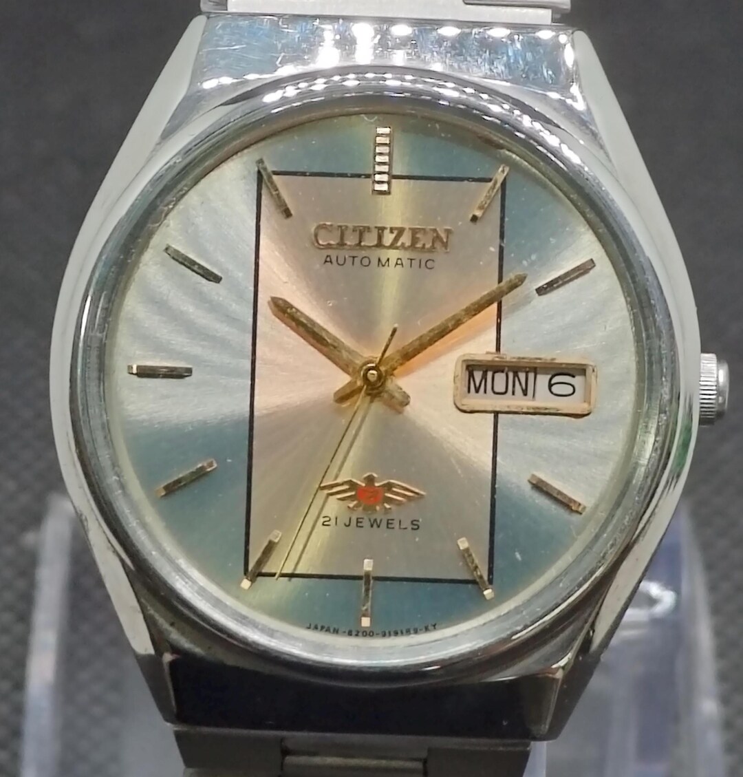 Vintage Citizen Automatic Watch | Silver Sunburst Dial, Day-date - Etsy